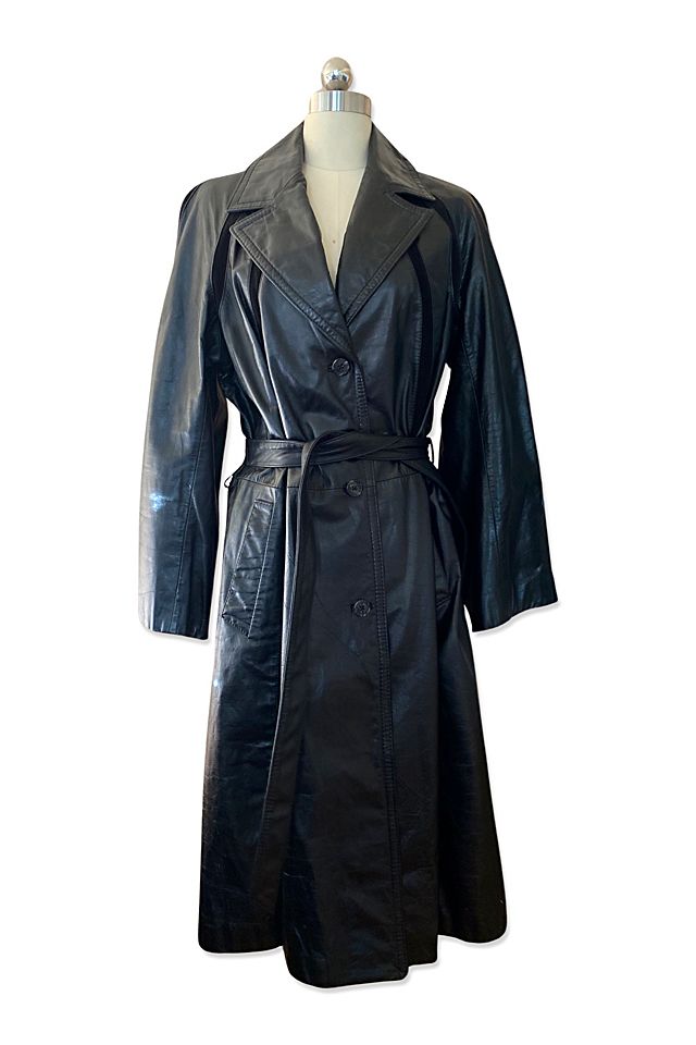 1970s Black Leather Trench Coat Selected By Ritual Vintage 1970s Black Leather Trench Coat Selected By Ritual Vintage