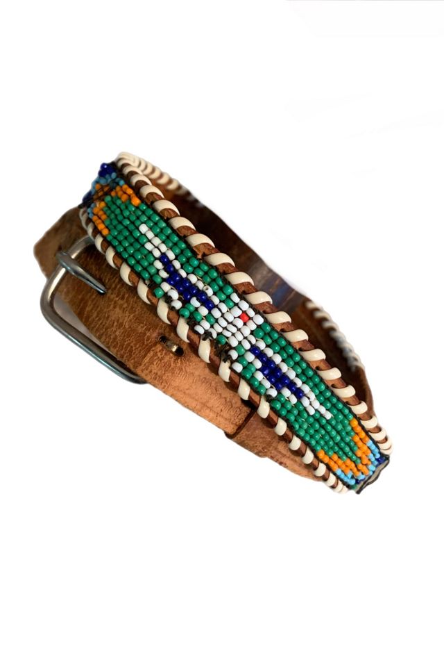 1960s Vintage Leather Beaded Thunderbird + Arrow Belt Selected by Lux ...