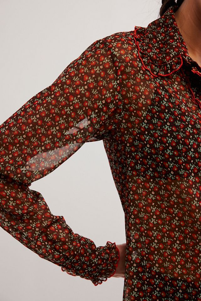 Anna Sui English Rose Ruffle Blouse | Free People