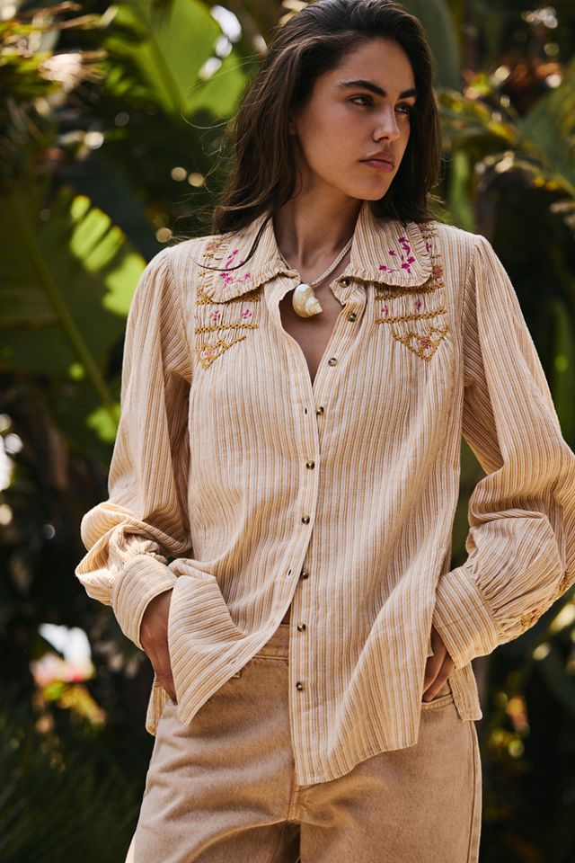 Fall Into Place Smocked Buttondown | Free People UK
