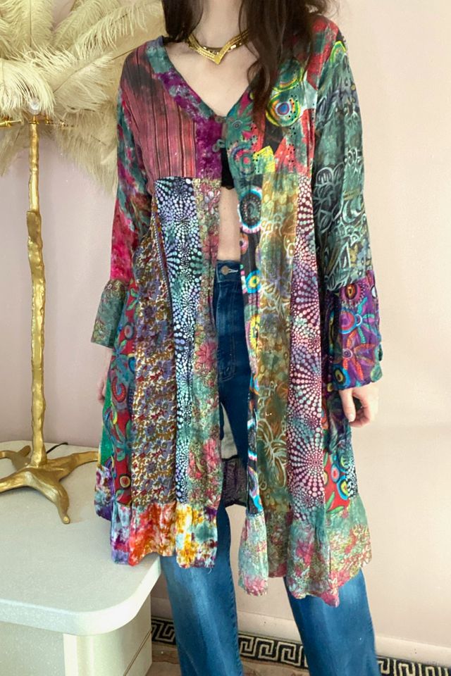 1990s Mixed Media Patchwork Bell Sleeve Duster Selected By Ritual ...