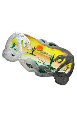Vintage Snake Belt Buckle with Hand Painted Desert Scene Selected by ...