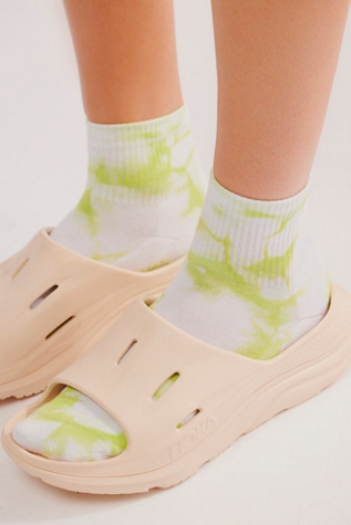Lime Tie Dye Grip Crew Socks | Free People