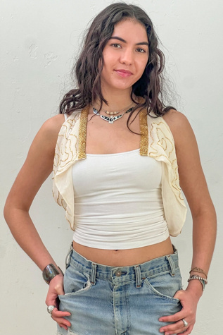 Anna Corinna Reworked Vintage Beaded Chiffon Vest | Free People