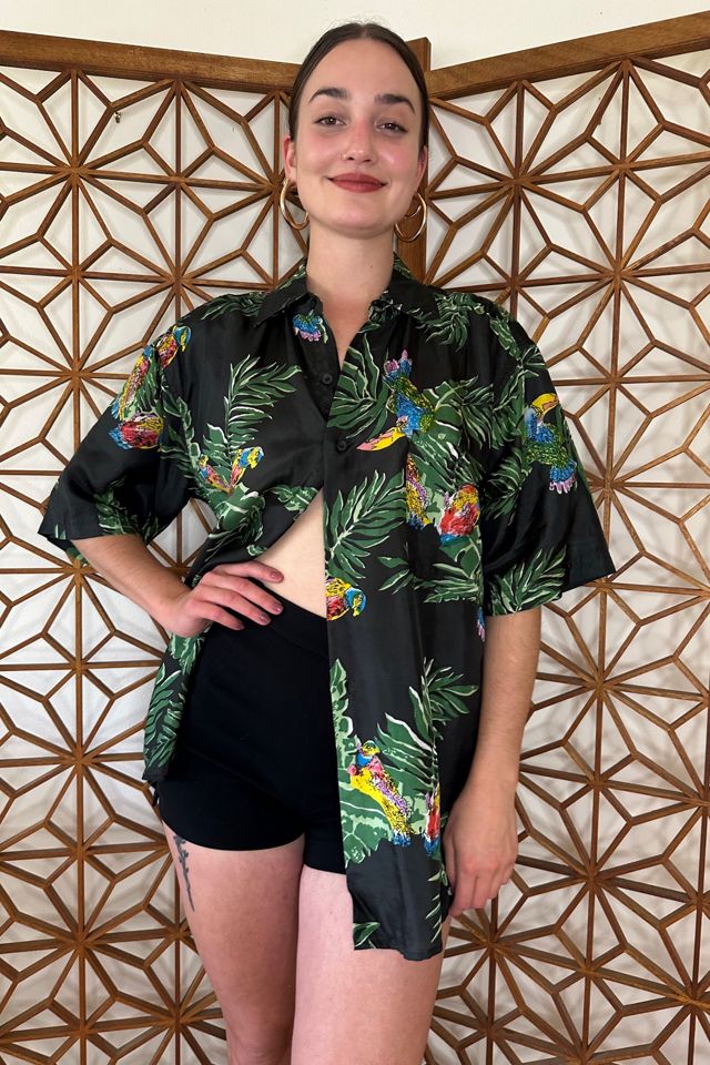 Silk Oversized Flowy Tropical Print Shirt Selected by Picky Jane | Free ...