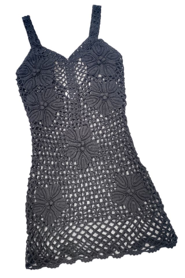 Y2K Black Crochet Mini Dress Selected by Garbage Soup | Free People