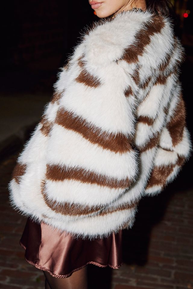 Fiona Zebra Faux Fur Coat | Free People