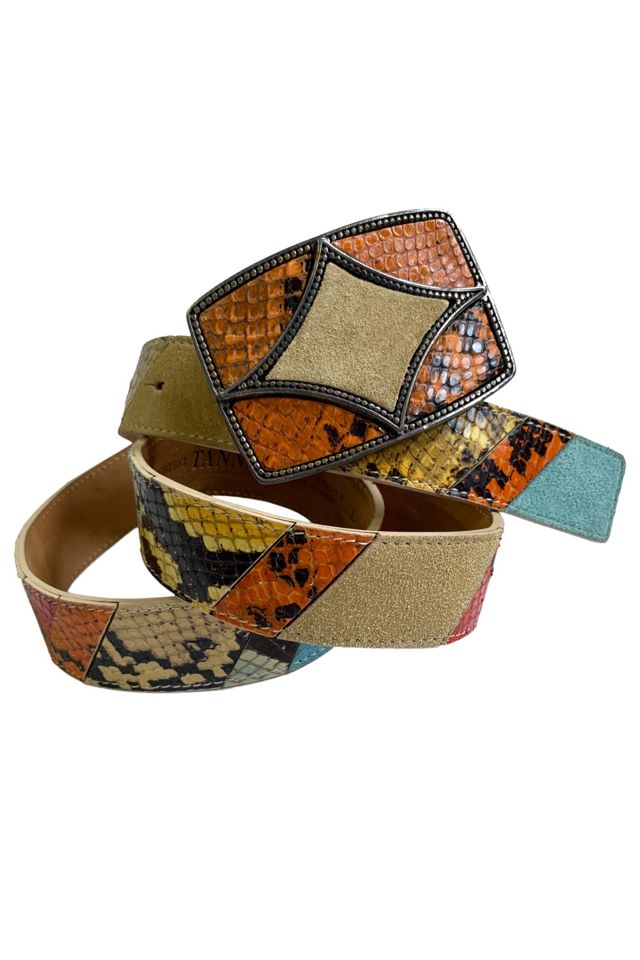 Vintage Embossed Multicolored Leather Belt Selected by SharpLilTeeth ...