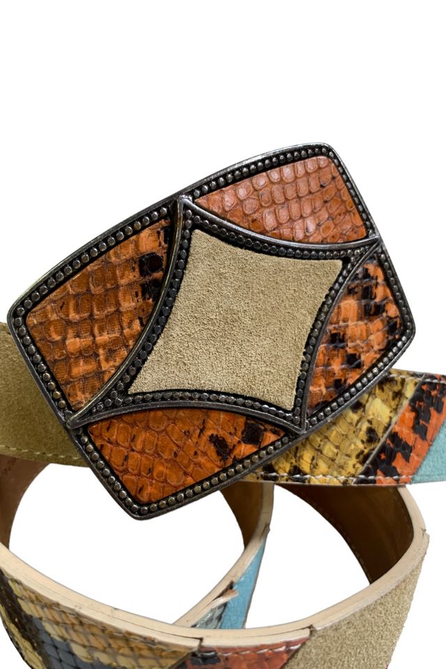 Vintage Embossed Multicolored Leather Belt Selected by SharpLilTeeth ...