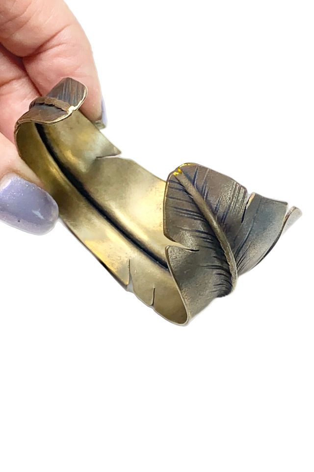 Vintage Brass Feather Cuff Bracelet Selected by Lux Revival | Free People