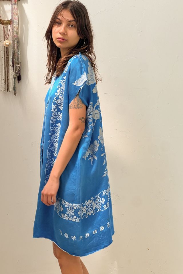 Anna Corinna Reworked Vintage Sky Silk Smock Dress | Free People