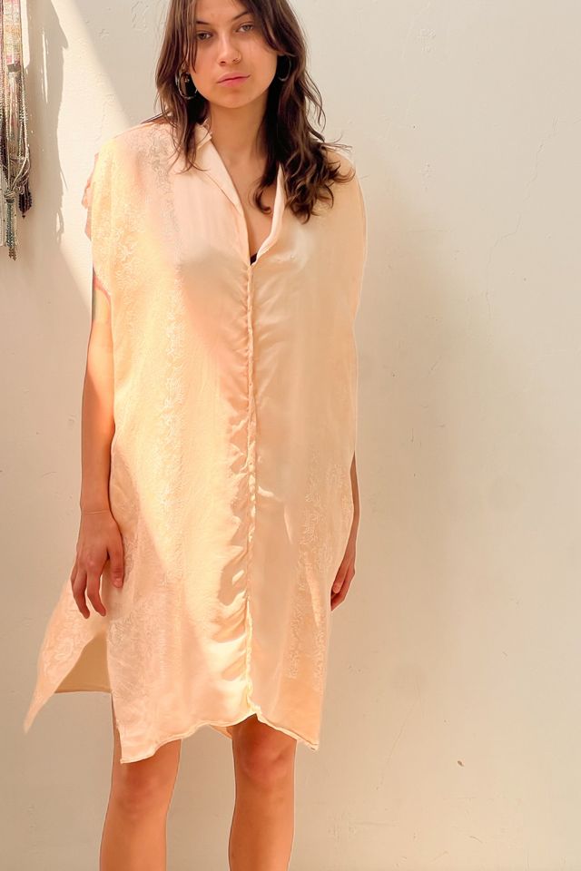 Anna Corinna Reworked Vintage Champagne Silk Smock Dress | Free People