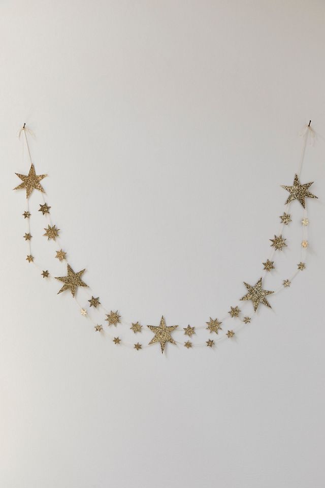 Eco Glitter Star Garland | Free People UK