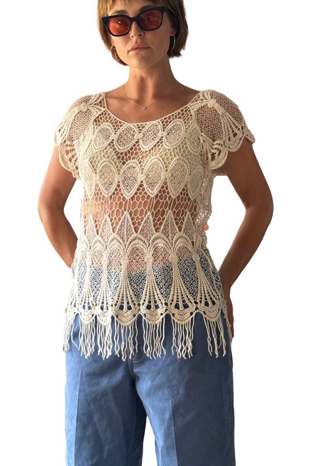 White Crochet Fringe Top Selected by Kikos Kloset | Free People