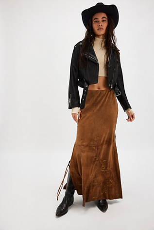 Nigel Preston Hand-Painted Suede Maxi Skirt | Free People