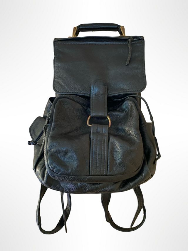 1980s Rugged Black Leather Backpack Selected By Ritual Vintage | Free ...