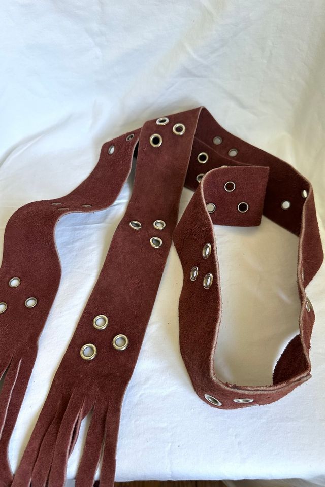 Vintage 1970s Rust Suede Grommet Fringe Belt Selected by Cherry | Free ...