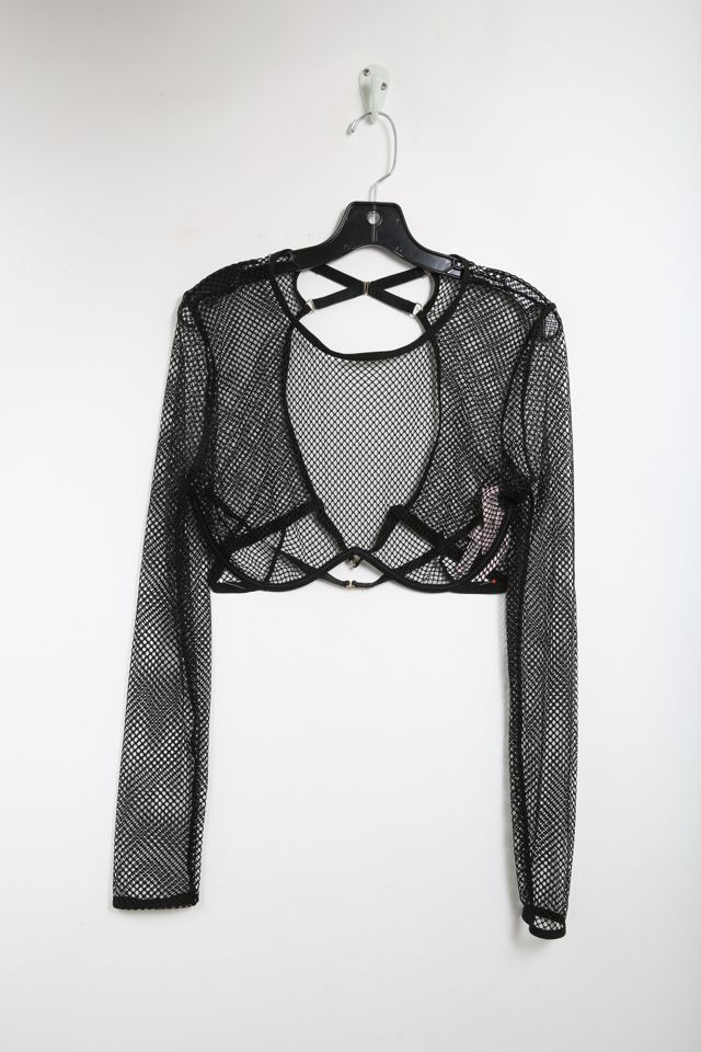 Y2K Back Mesh Fishnet Wire Bra Crop Top Selected by Love Rocks Vintage ...