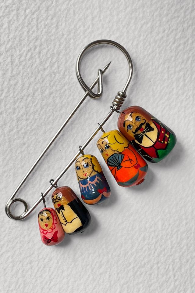 Vintage Wooden Hand Painted Nesting Dolls Pin Selected by MARMALADE ...
