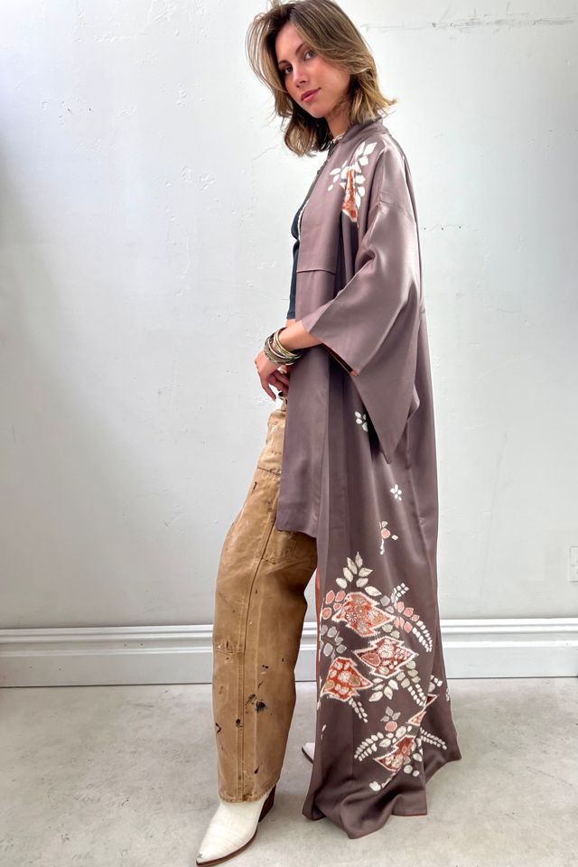 Vintage Champagne Silk Maxi Kimono Selected by Anna Corinna | Free People