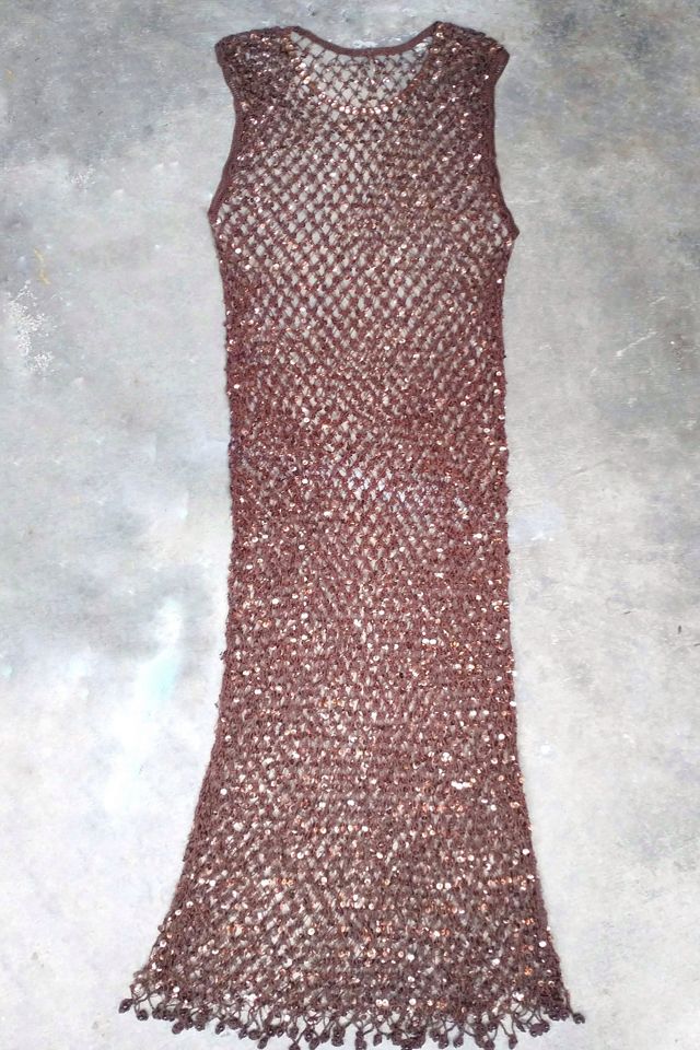 Vintage Fishnet Sequin Maxi Dress Selected by Garbage Soup | Free People