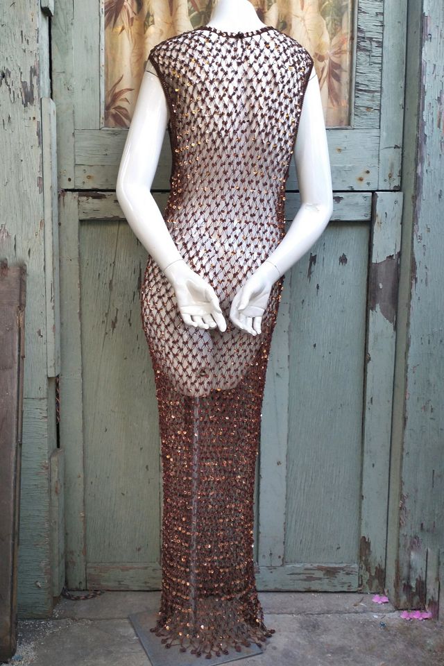 Vintage Fishnet Sequin Maxi Dress Selected by Garbage Soup | Free People
