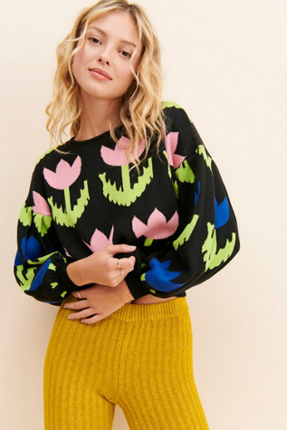 PASTICHE Floral Geometric Knit Sweater | Free People