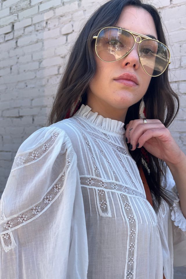 Vintage Victorian Inspired Lace Trim Sheer Cotton Maxi Dress Selected ...