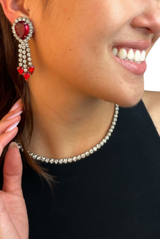 Vintage Red Rhinestone Earrings Selected By Ankh By Racquel | Free People