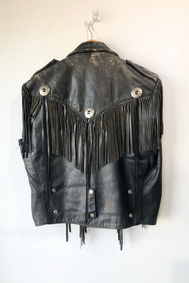 Vintage Schott Black Leather Fringe Vest Selected by The Curatorial ...