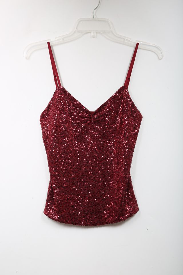 Y2K Dark Red Sequin Cami Top Selected by Love Rocks Vintage | Free People