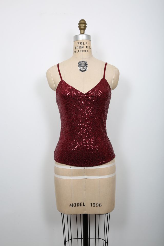 Y2K Dark Red Sequin Cami Top Selected by Love Rocks Vintage | Free People
