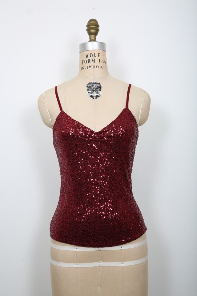 Y2K Dark Red Sequin Cami Top Selected by Love Rocks Vintage | Free People
