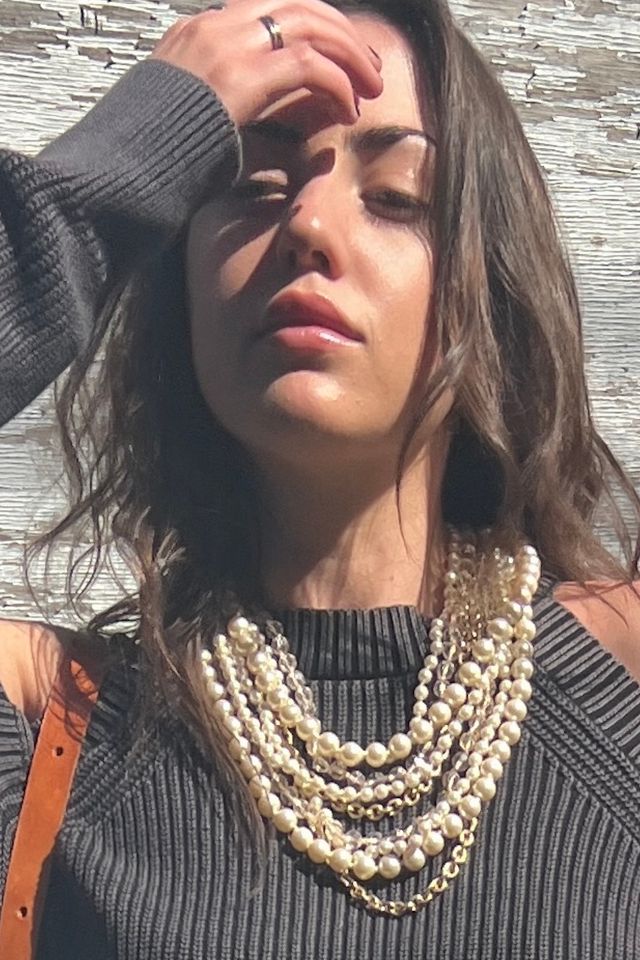 Y2K Pearl Layered Flower Clasp Necklace Selected by Personal Choice | Free People