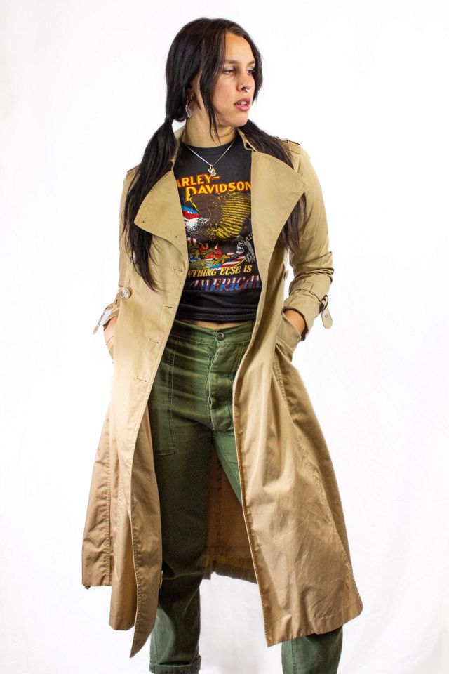 Vintage 70s Fox Run Beige Double Breasted Trench Coat Selected by Black ...