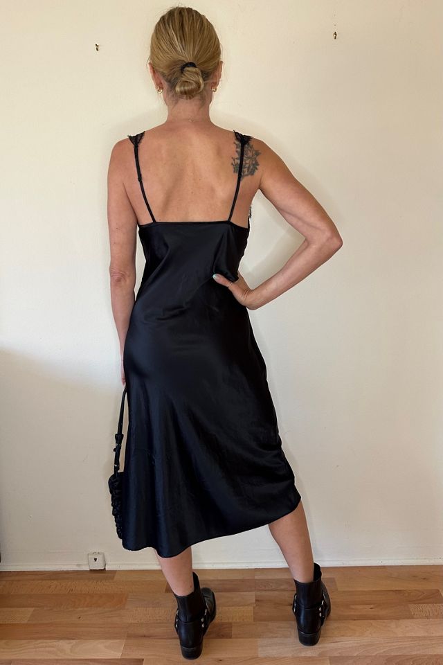 Black Satin Lace Party Cocktail Slip Dress Selected by Picky Jane ...