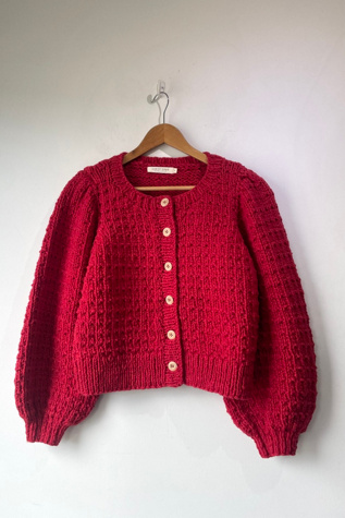 Christy Dawn Red Puff Sleeve Knit Cardigan Selected by The Curatorial ...