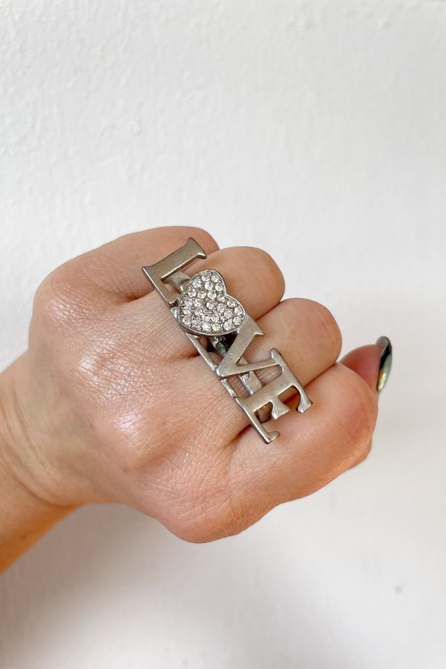 Vintage Rhinestone Love Knuckle Ring Selected by MARMALADE | Free People