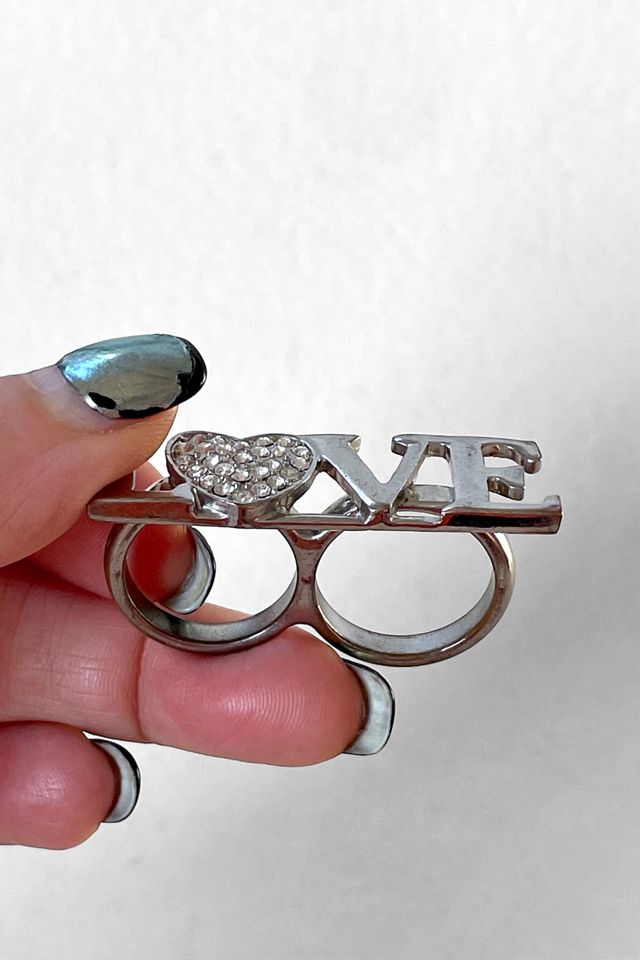 Vintage Rhinestone Love Knuckle Ring Selected by MARMALADE | Free People