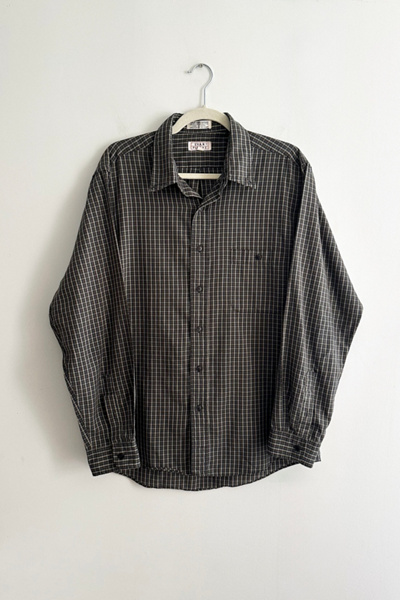 Vintage Breezy Black & White Micro Plaid Button Up Shirt | Urban Outfitters