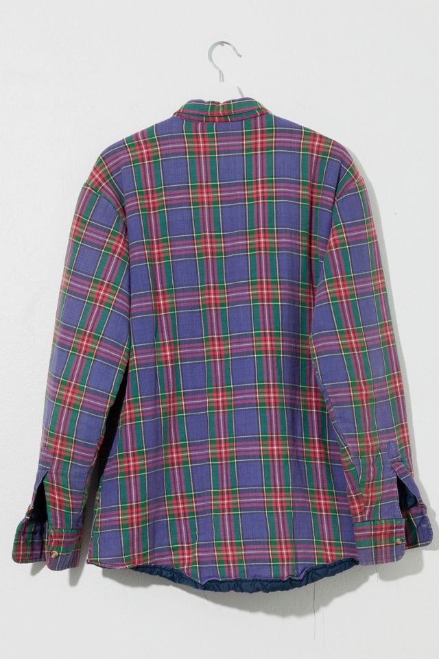 Vintage 1990s Distressed Purple Plaid Thermal Lined Button Up Shirt ...