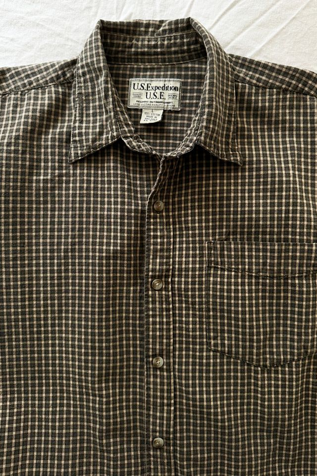 Vintage Brown Tan Check Plaid Flannel Shirt | Urban Outfitters