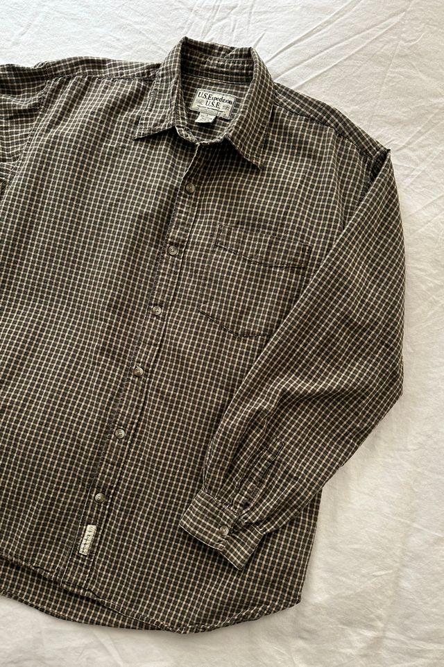 Vintage Brown Tan Check Plaid Flannel Shirt | Urban Outfitters