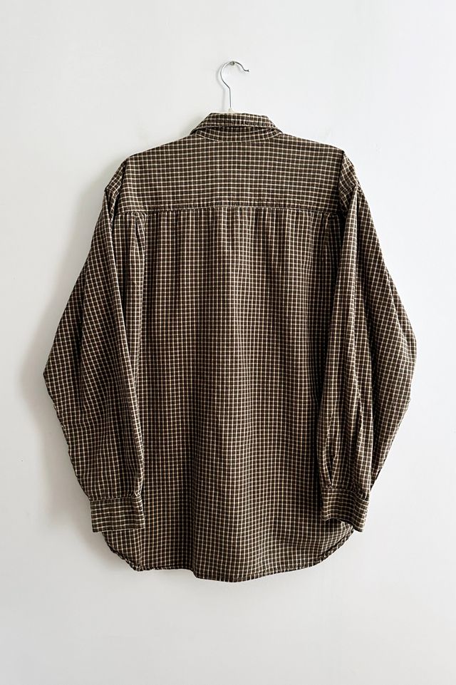 Vintage Brown Tan Check Plaid Flannel Shirt | Urban Outfitters