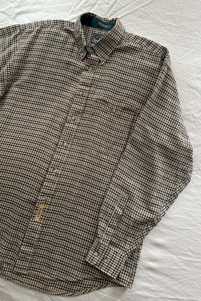 Vintage Tan Micro Check Relaxed Flannel | Urban Outfitters