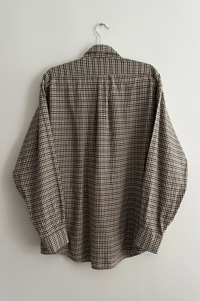 Vintage Tan Micro Check Relaxed Flannel | Urban Outfitters