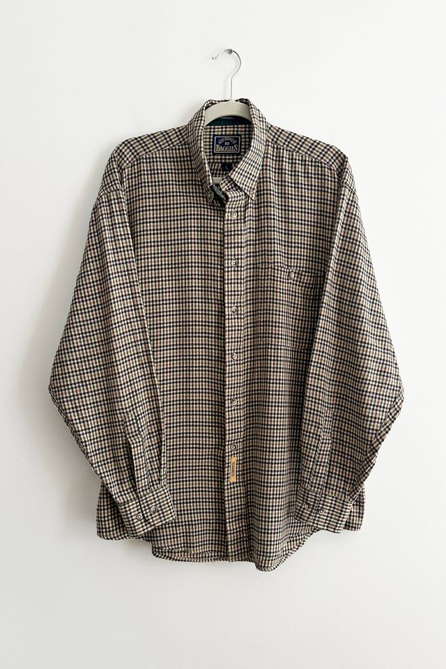 Vintage Tan Micro Check Relaxed Flannel | Urban Outfitters