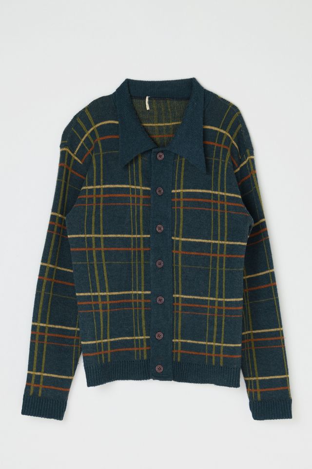 Vintage 70s Dark Teal Striped Cardigan | Urban Outfitters