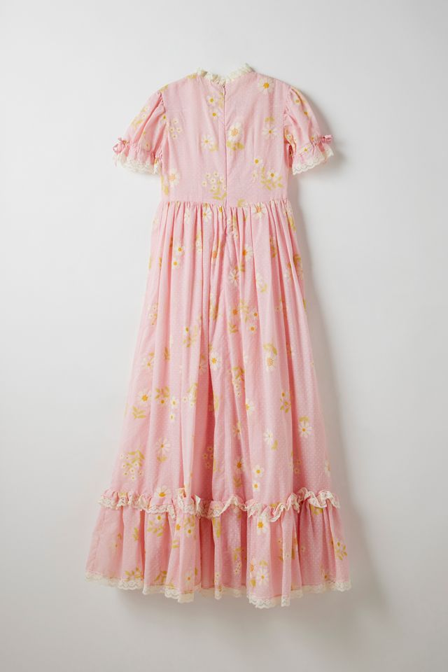 Vintage By Little Runaway Pink Daisy Lace-Trim Maxi Dress | Urban ...