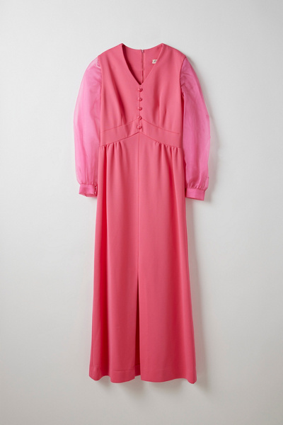 Vintage By Little Runaway Pink Chiffon Sleeve Maxi Dress | Urban Outfitters